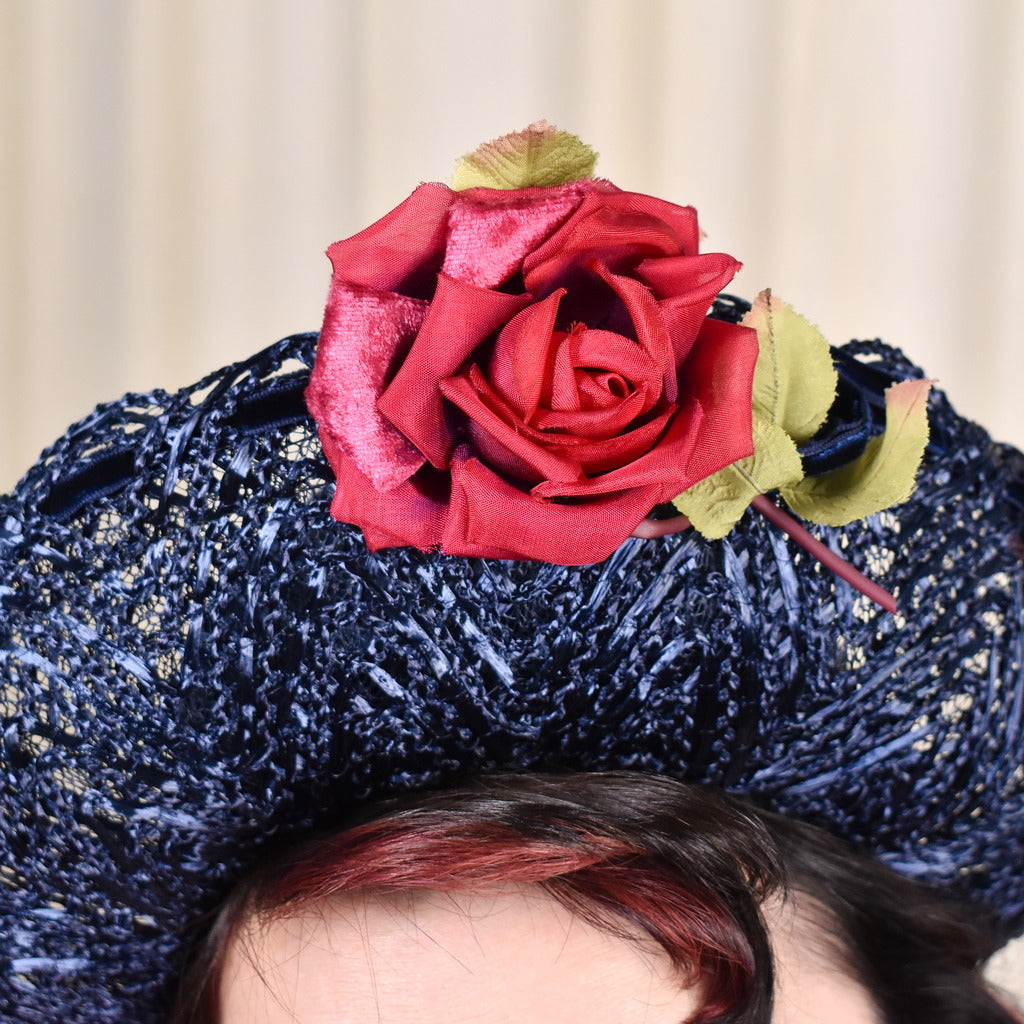 1960s Navy & Rose Roller Hat – Cats Like Us