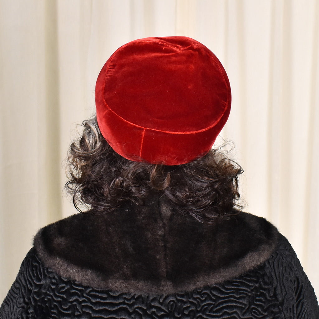1960s Red Velvet Vintage Button Hat – Cats Like Us
