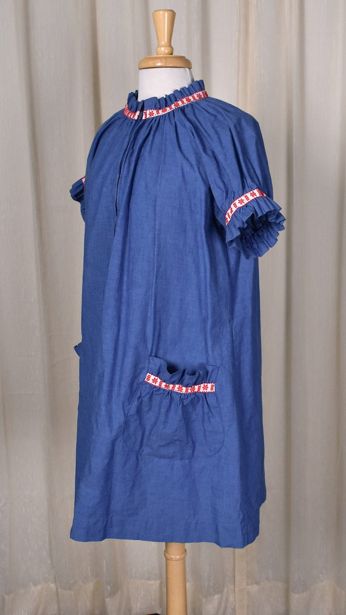 1960s Trimmed Blue House Dress – Cats Like Us