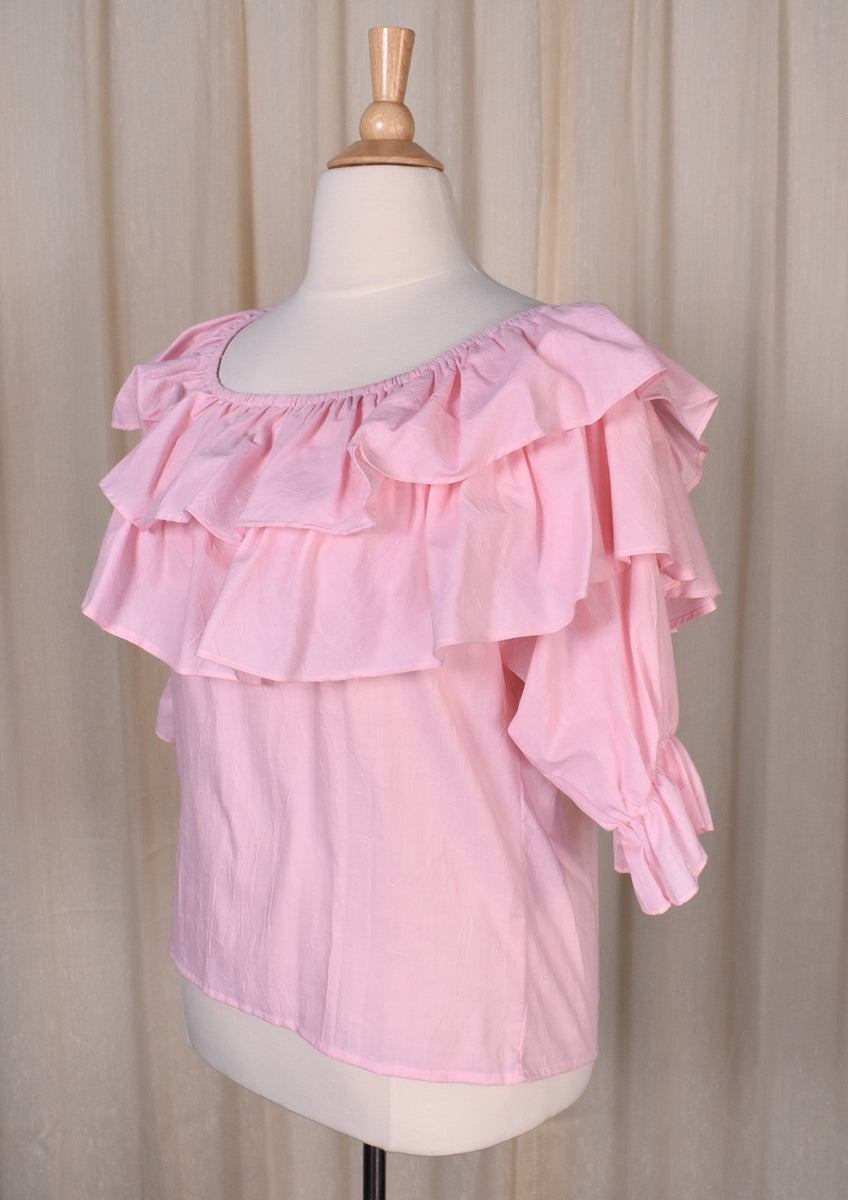 1980s Pink Ruffle Peasant Blouse – Cats Like Us