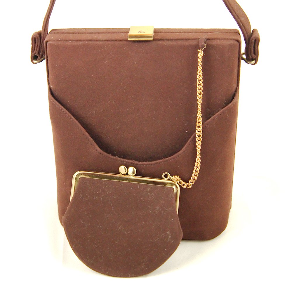 Vintage 1950s Brown Flannel Box Handbag by Graceline Master Purse ...